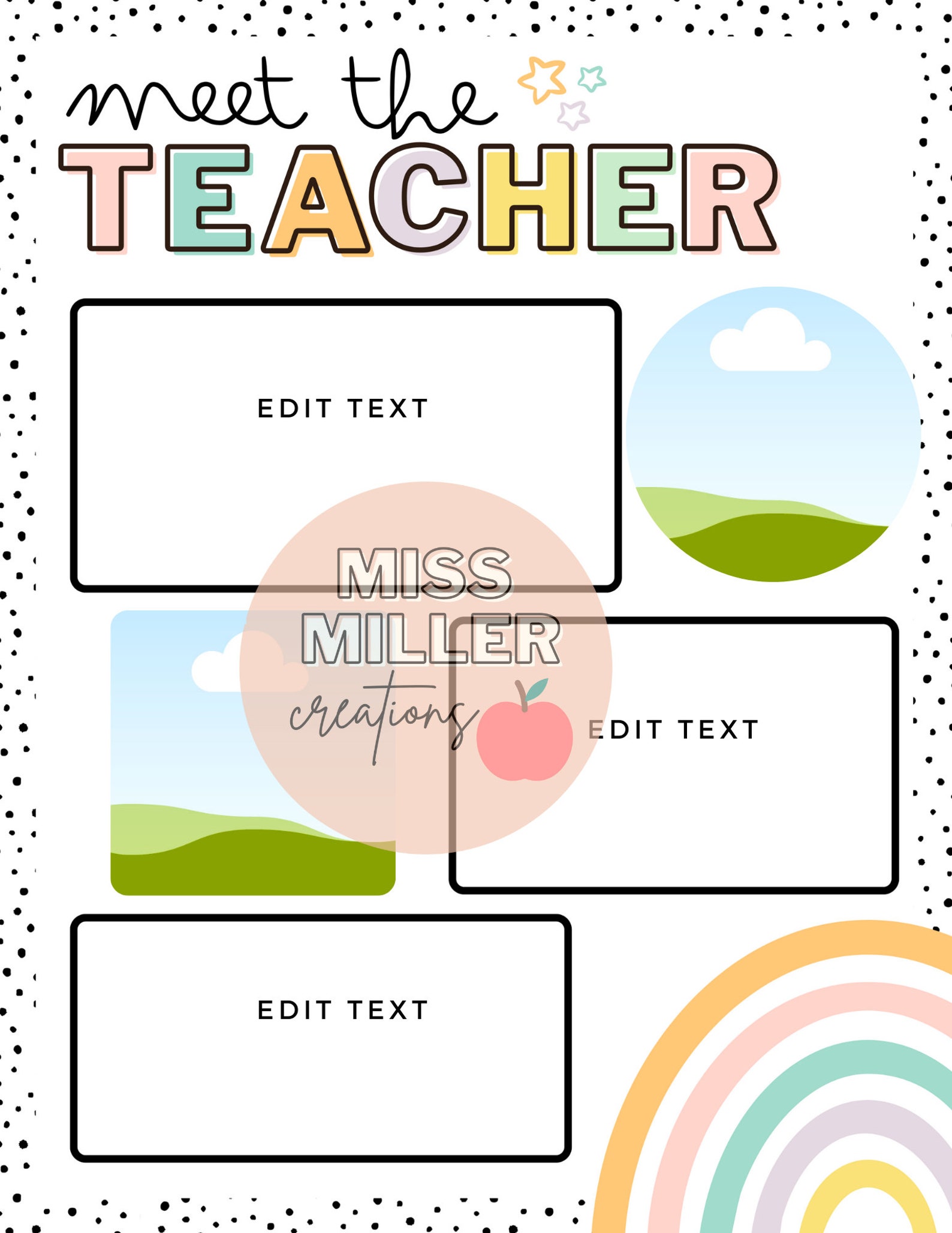 Pastel Boho Rainbow Meet the Teacher Template editable - Etsy