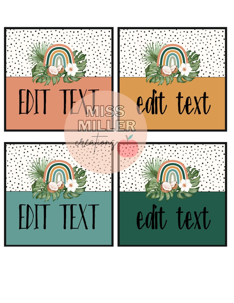 Boho Tropics Classroom Labels editable - Etsy