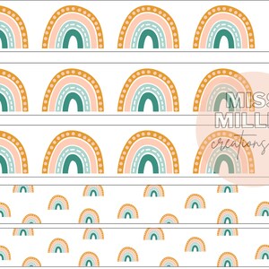 Modern Boho Rainbow Bulletin Board Borders Pack - Etsy