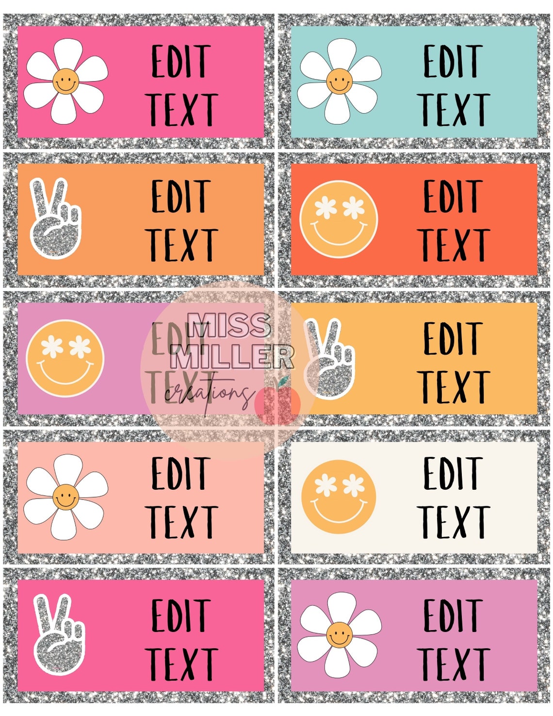 Groovy Glitter Teacher Toolbox Labels editable - Etsy