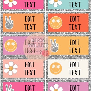 Groovy Glitter Teacher Toolbox Labels [editable] - Etsy