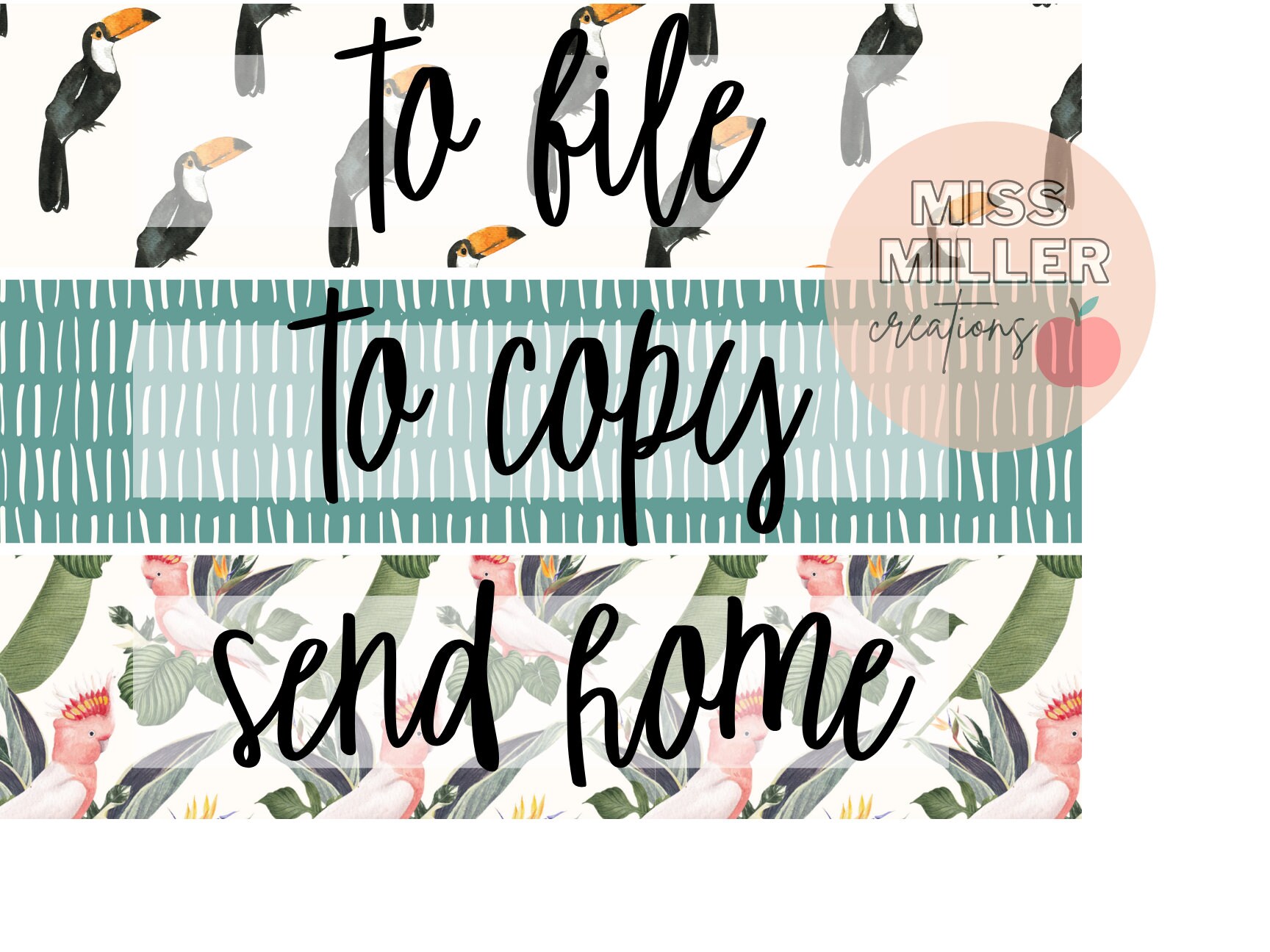 Boho TROPICS 10-drawer Cart Labels [editable Features] - Etsy