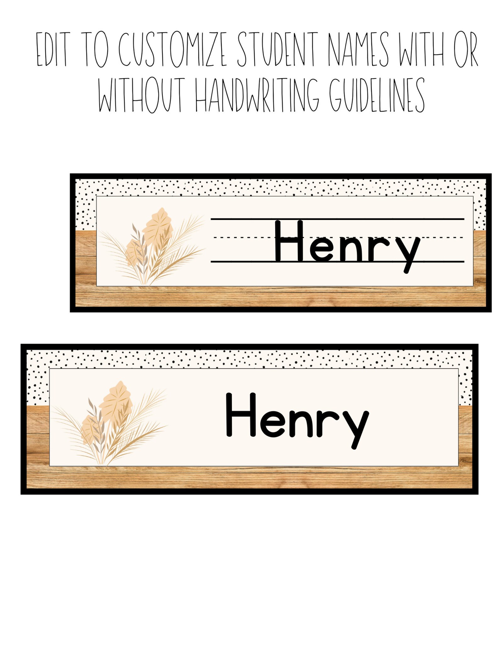 Neutral Boho Rainbow Desk Plates editable | Etsy