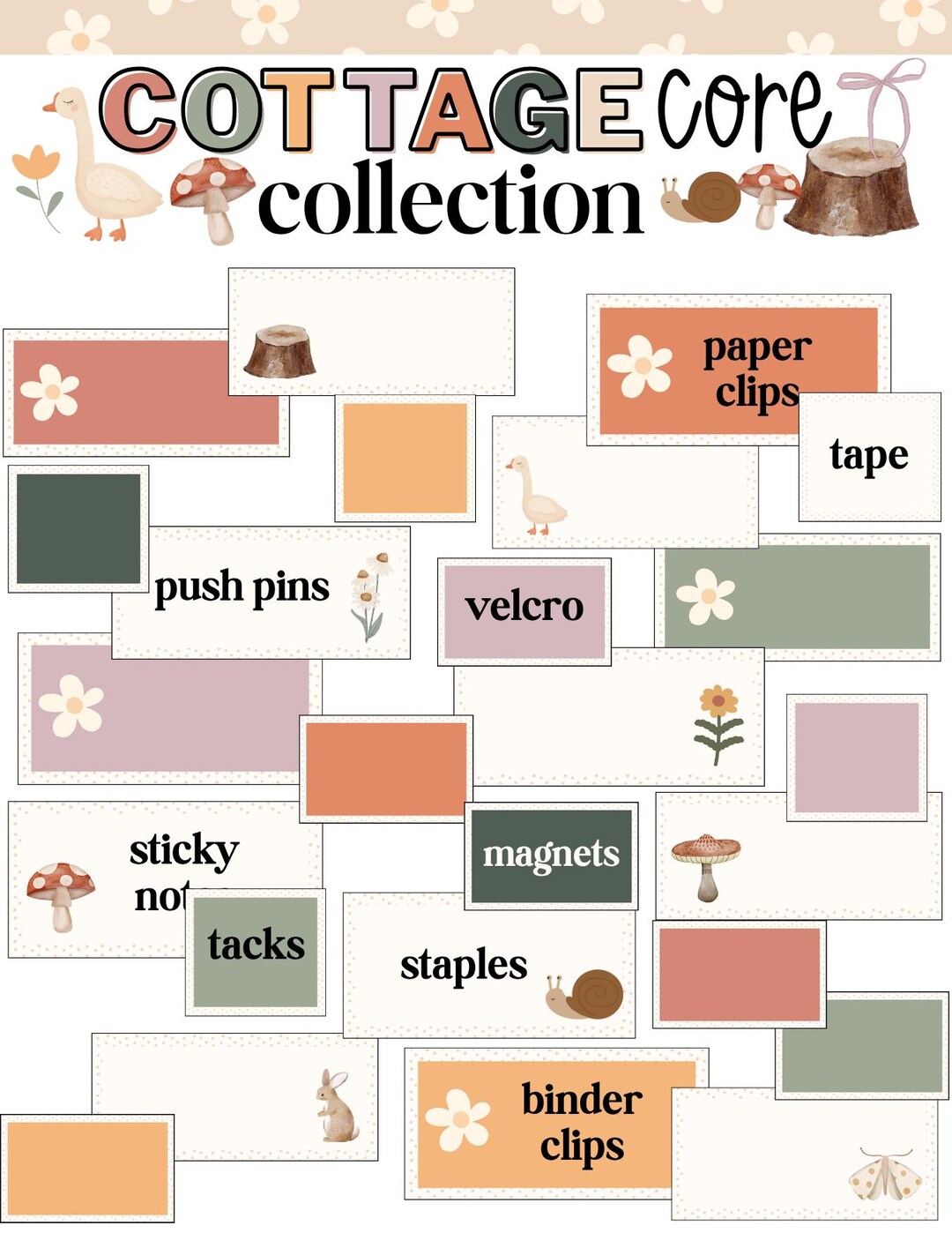 Cottagecore Teacher Toolbox Labels [editable] - Etsy
