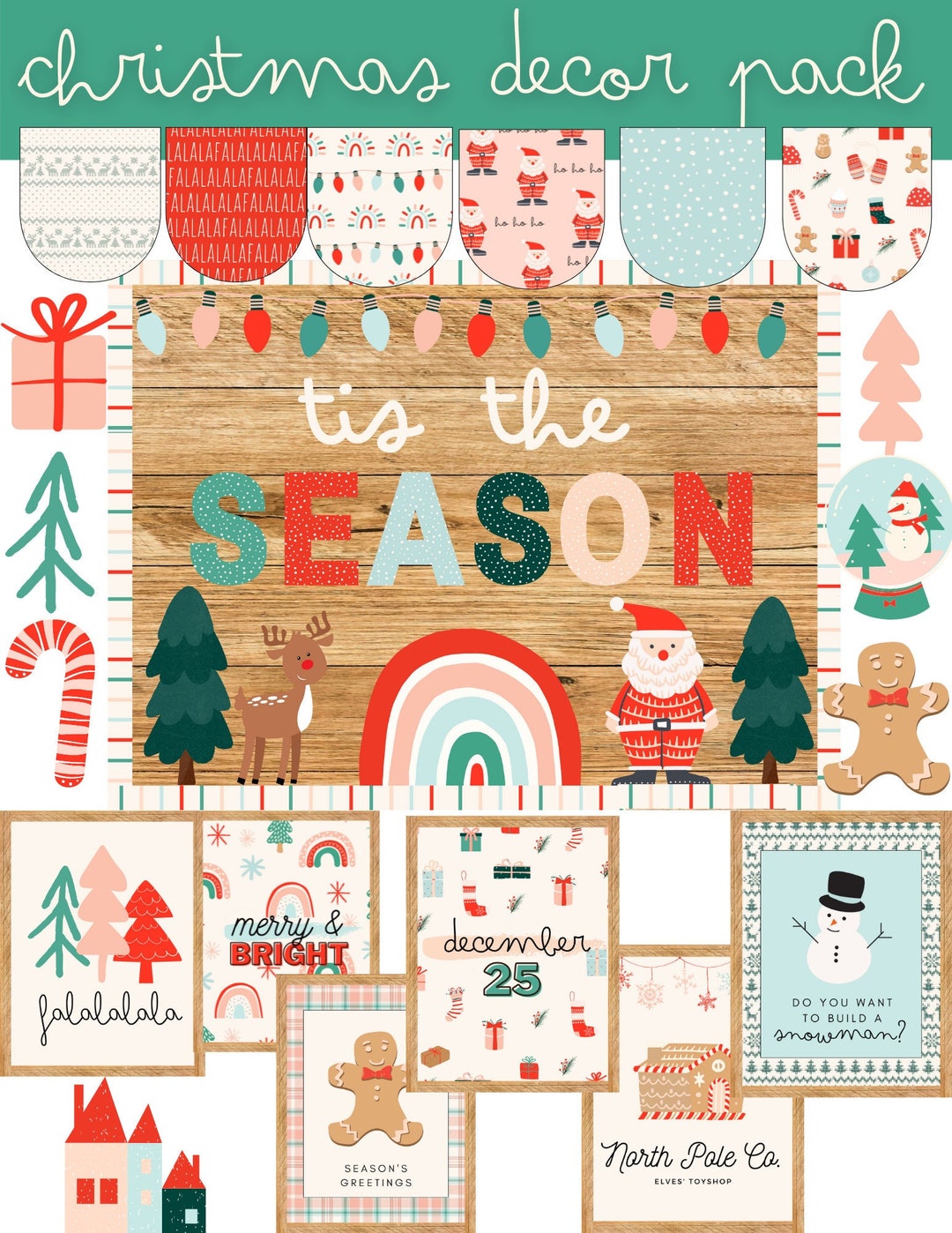 Modern Christmas Classroom Decor Pack V.1 - Etsy Canada