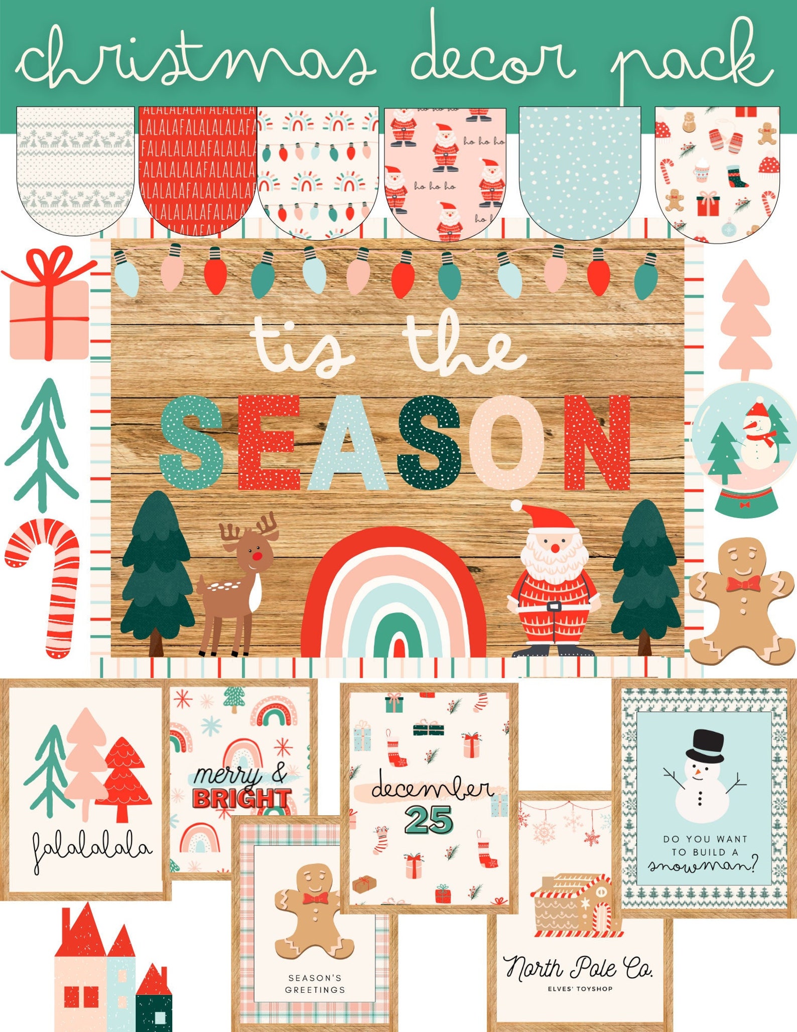 Modern Christmas Classroom Decor Pack V.1 - Etsy