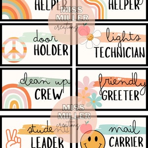 Groovy Boho Class Jobs Display [editable] - Etsy