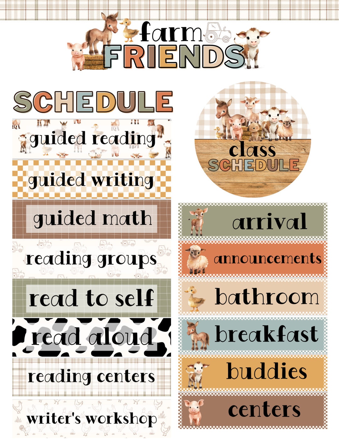 Farm Friends Classroom Schedule [editable] - Etsy