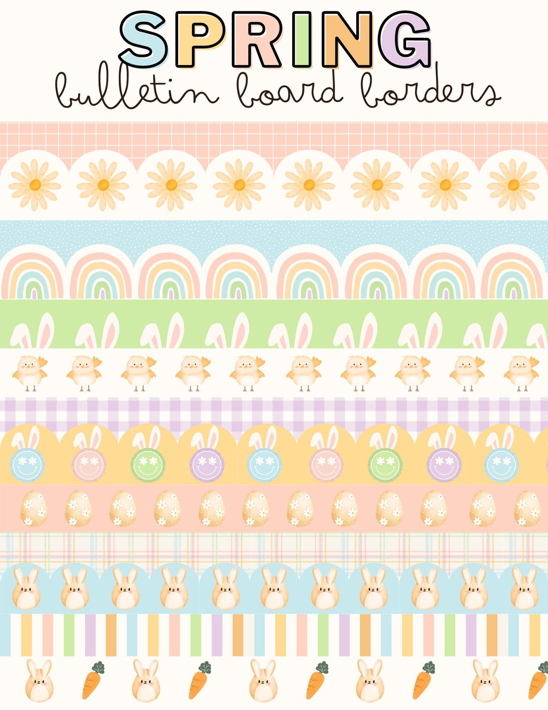 Boho Spring Bulletin Board Borders - Etsy