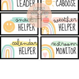 Pastel Boho Rainbow Class Jobs Display [editable] - Etsy