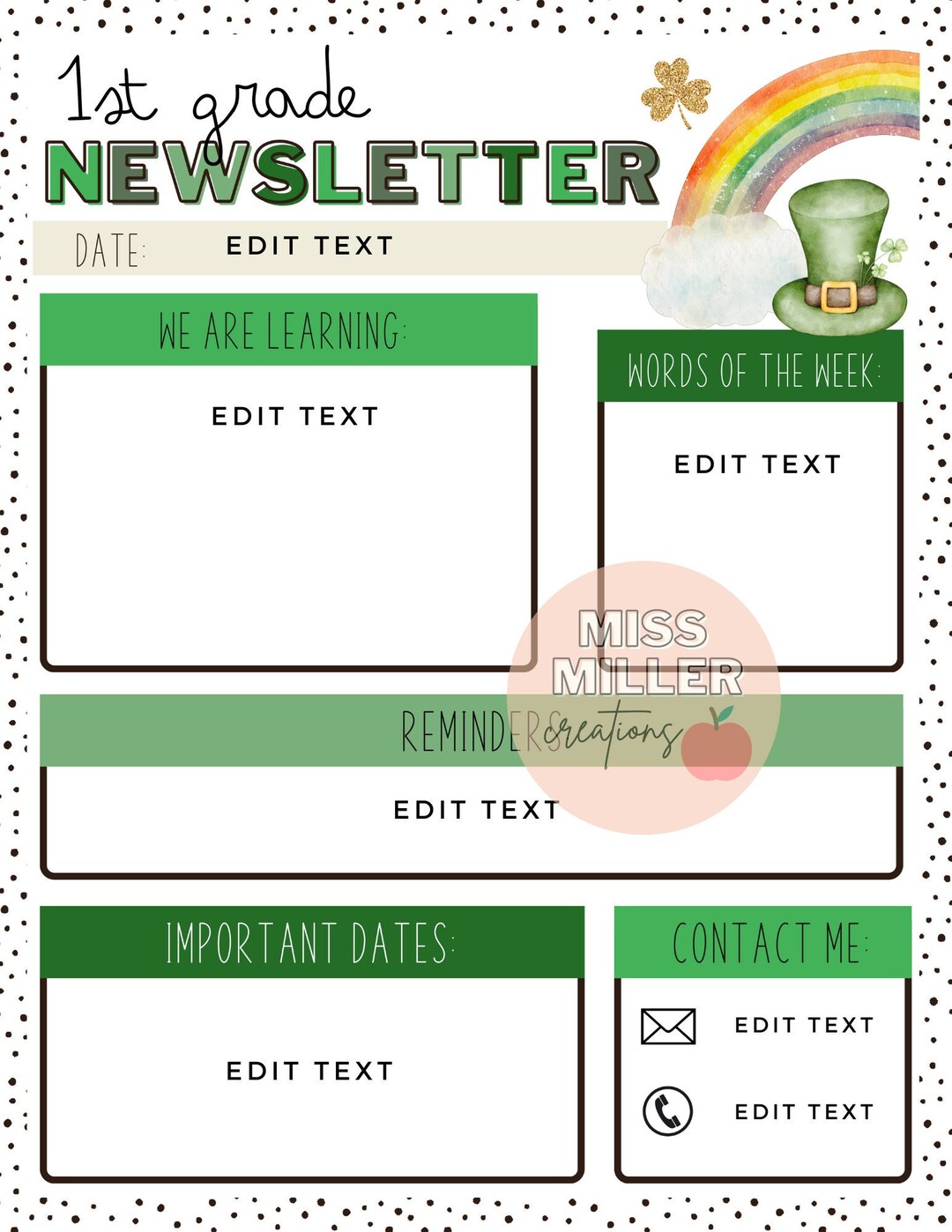 March/st. Patrick's Day Newsletter Template [editable] - Etsy