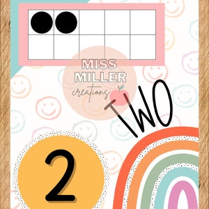 Retro Rainbow Classroom Number Posters - Etsy