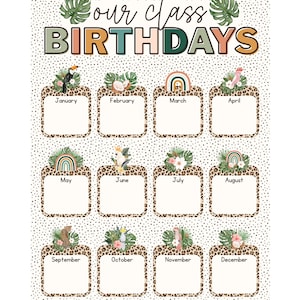 Boho Tropics Class Birthday Poster Digital Download - Etsy