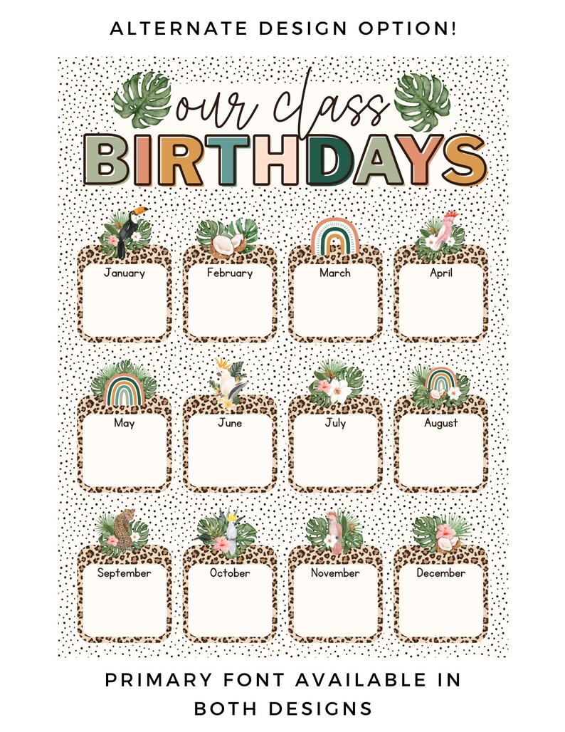 Boho Tropics Class Birthday Poster Digital Download - Etsy