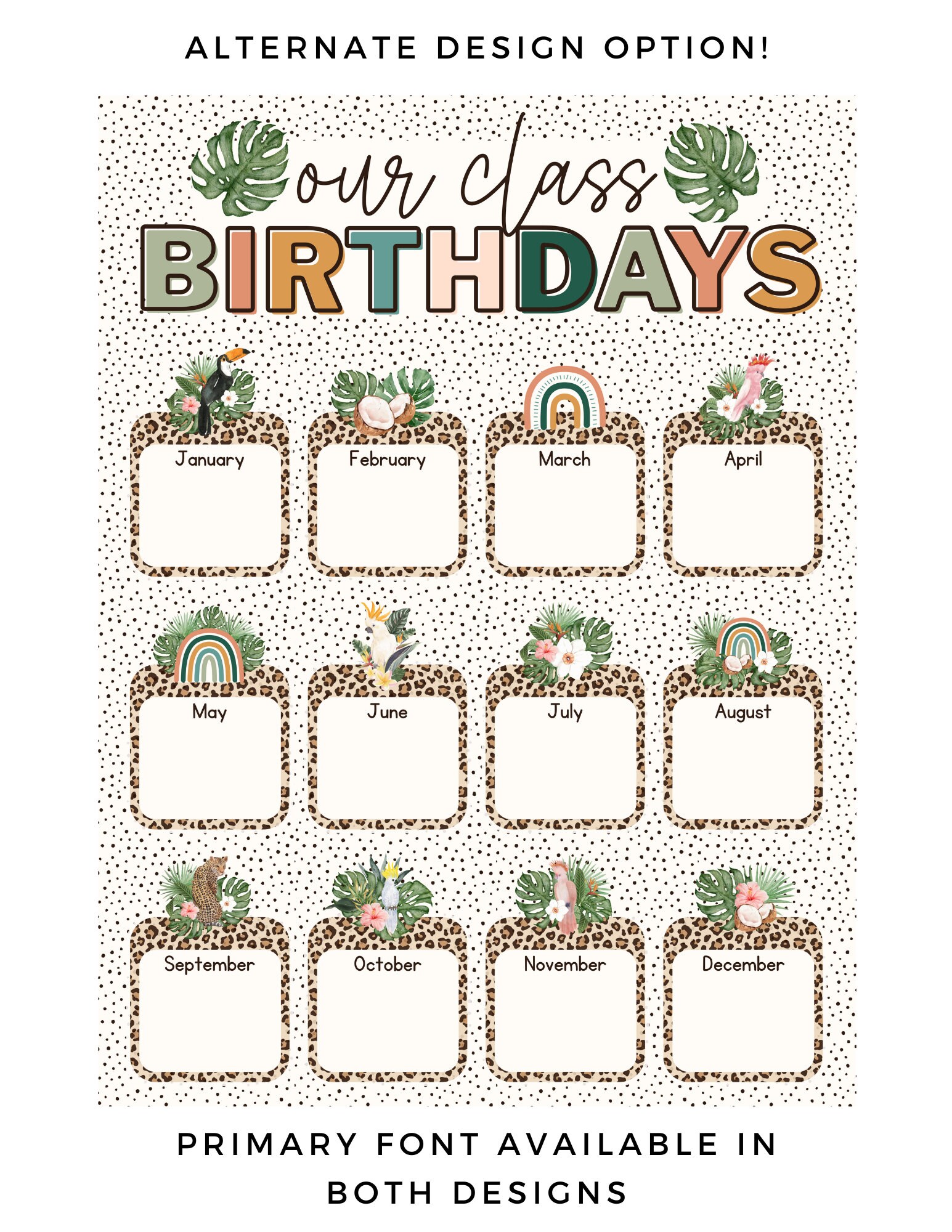 Boho Tropics Class Birthday Poster Digital Download - Etsy