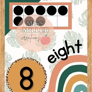 Boho Tropics Classroom Number Posters - Etsy