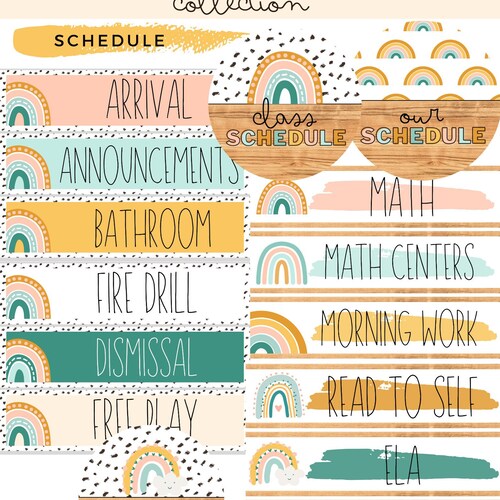 Boho Classroom Schedule Template Editable - Etsy