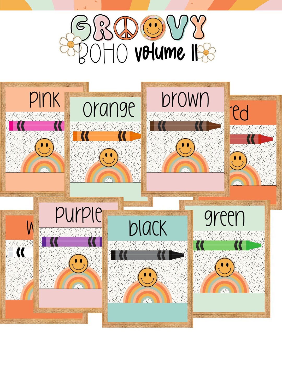 Groovy Boho Volume II Classroom Color Posters - Etsy