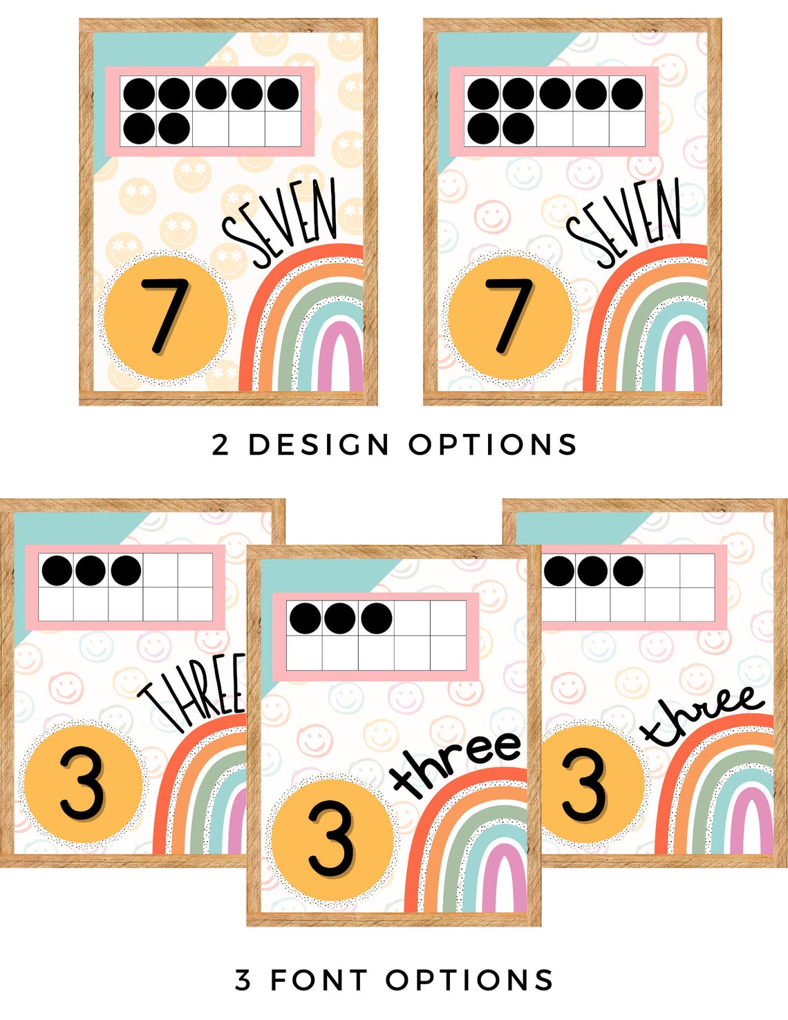 Retro Rainbow Classroom Number Posters - Etsy