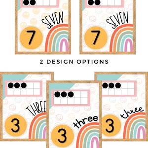 Retro Rainbow Classroom Number Posters - Etsy