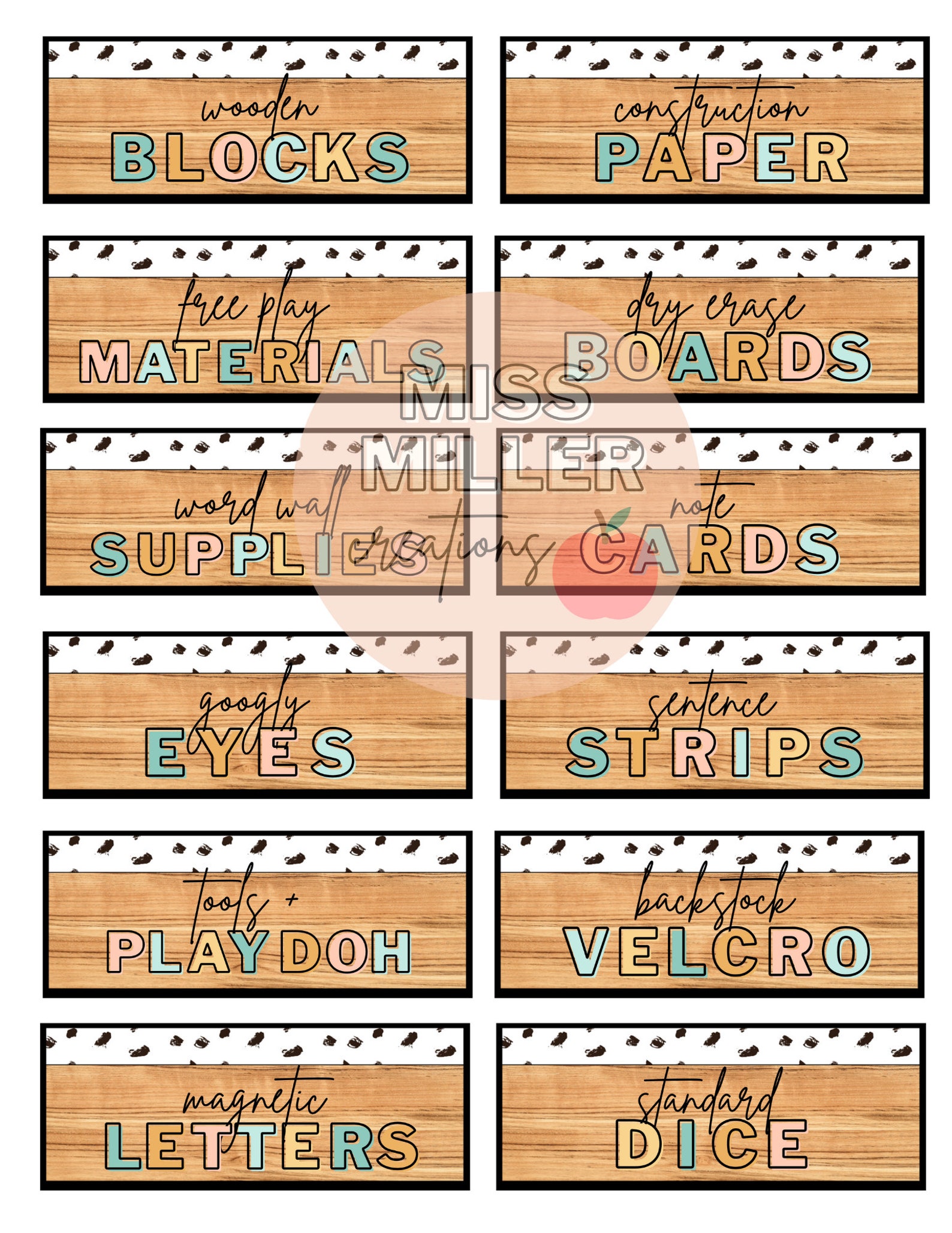 Modern Boho Rainbow Classroom Supplies Labels editable - Etsy