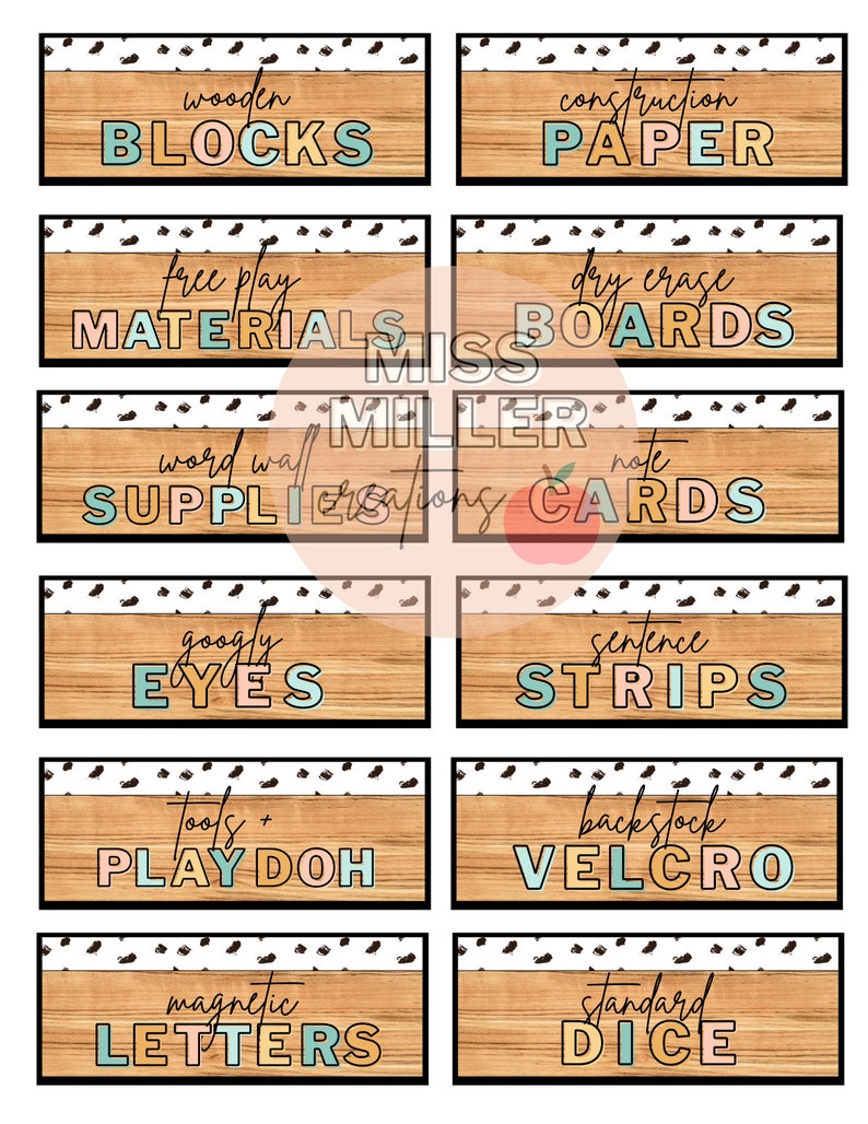 Modern Boho Rainbow Classroom Supplies Labels editable - Etsy