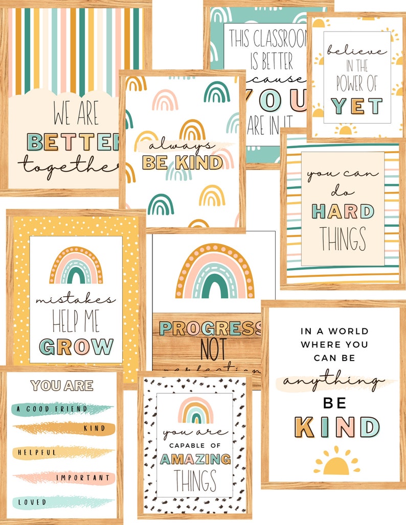 Modern Boho Rainbow Classroom Decor editable - Etsy