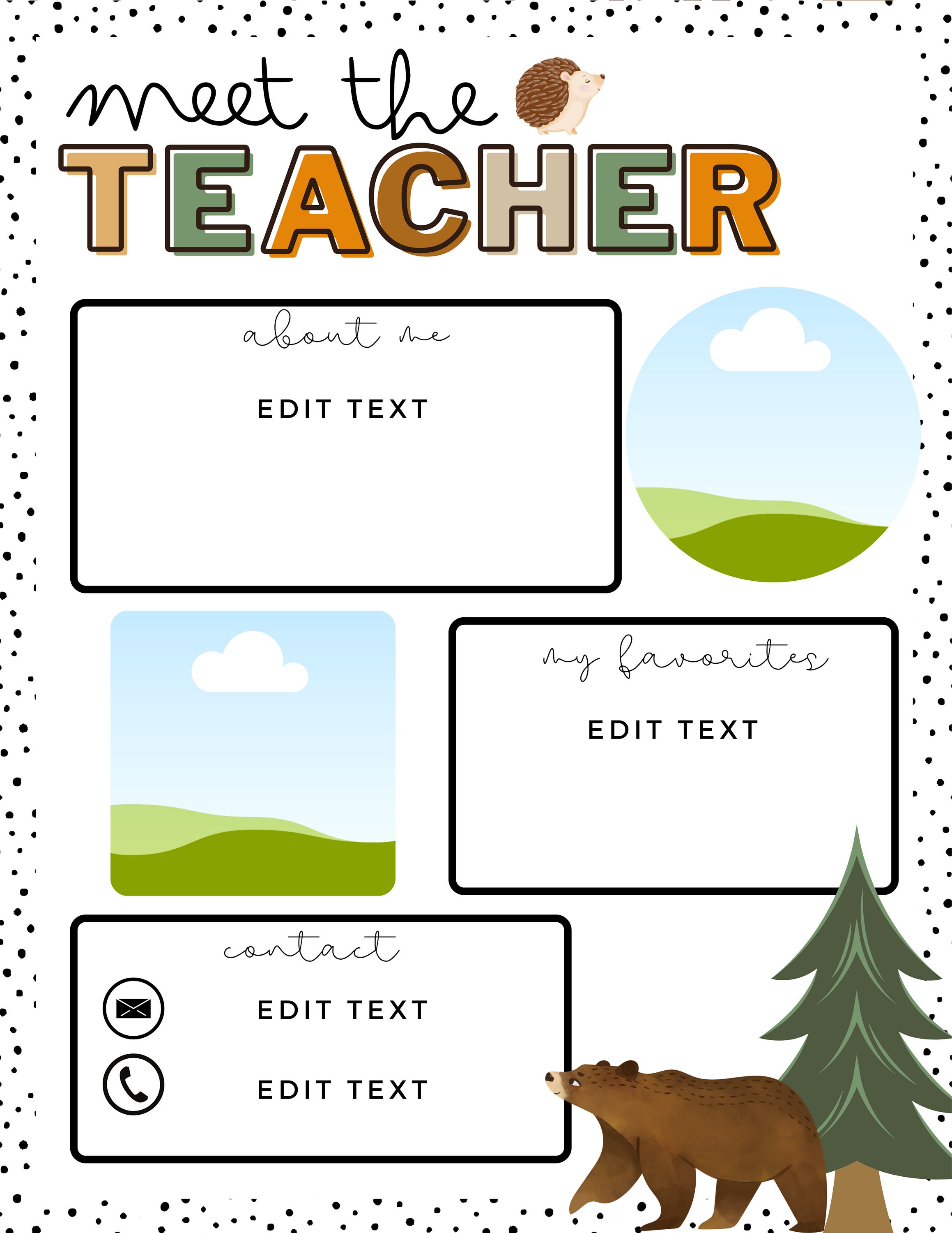 Woodland Meet the Teacher Template - Etsy