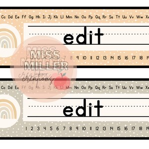 Neutral Boho Rainbow Desk Plates [editable] - Etsy