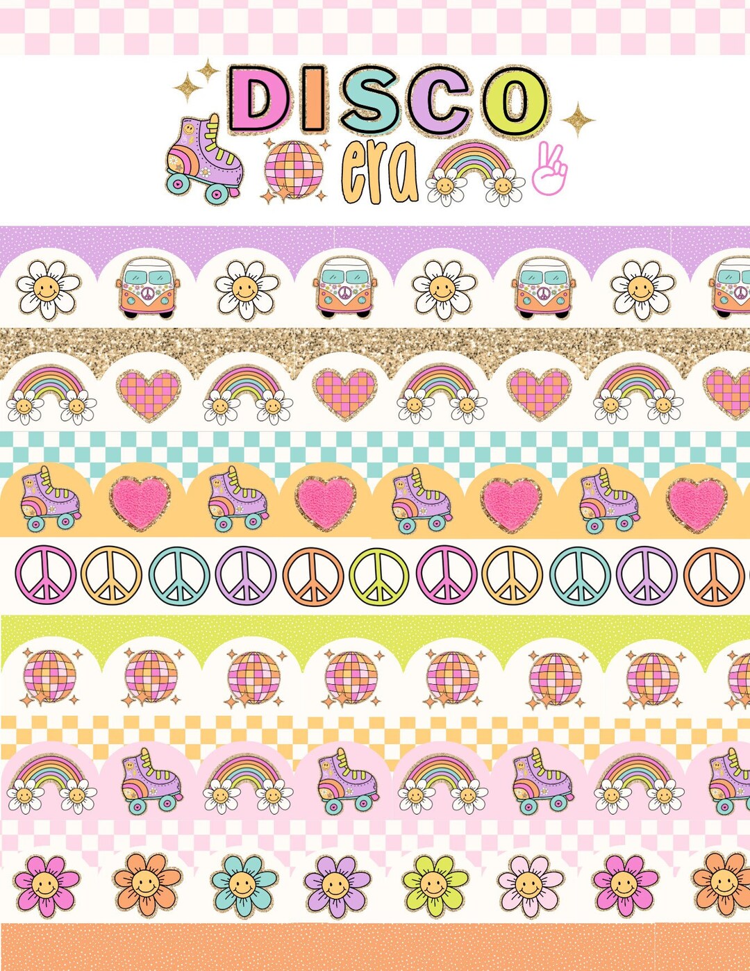 Disco Era Bulletin Board Borders - Etsy