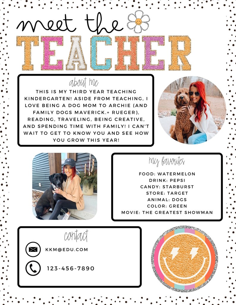 Groovy Glitter Meet the Teacher Template - Etsy