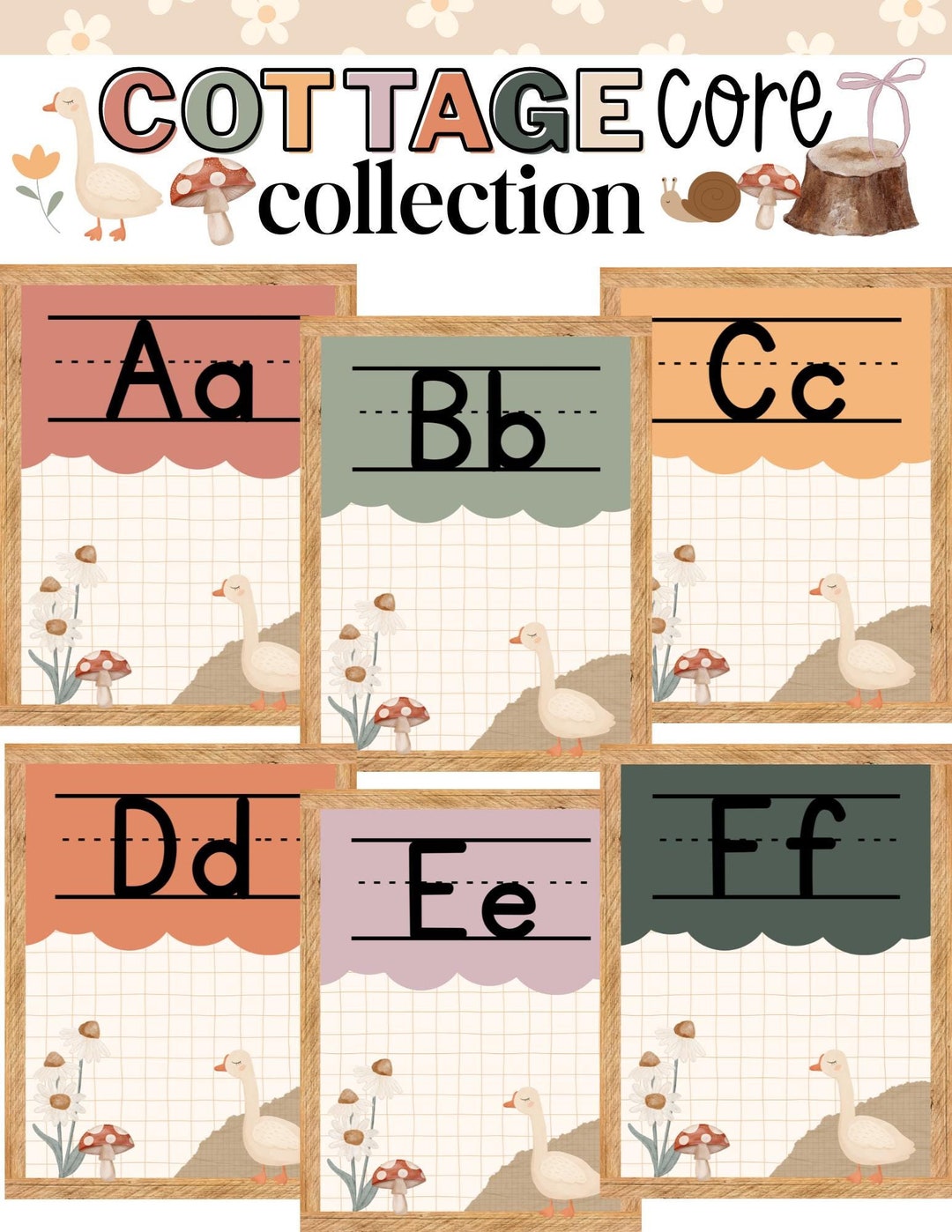 Cottagecore Classroom Alphabet Posters - Etsy