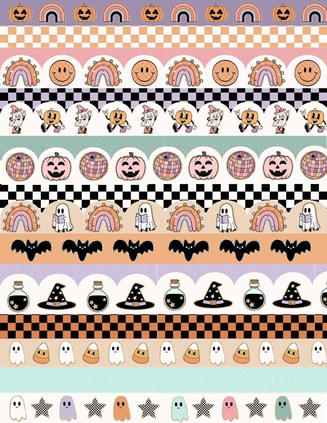 Groovy Halloween Bulletin Board Borders - Etsy