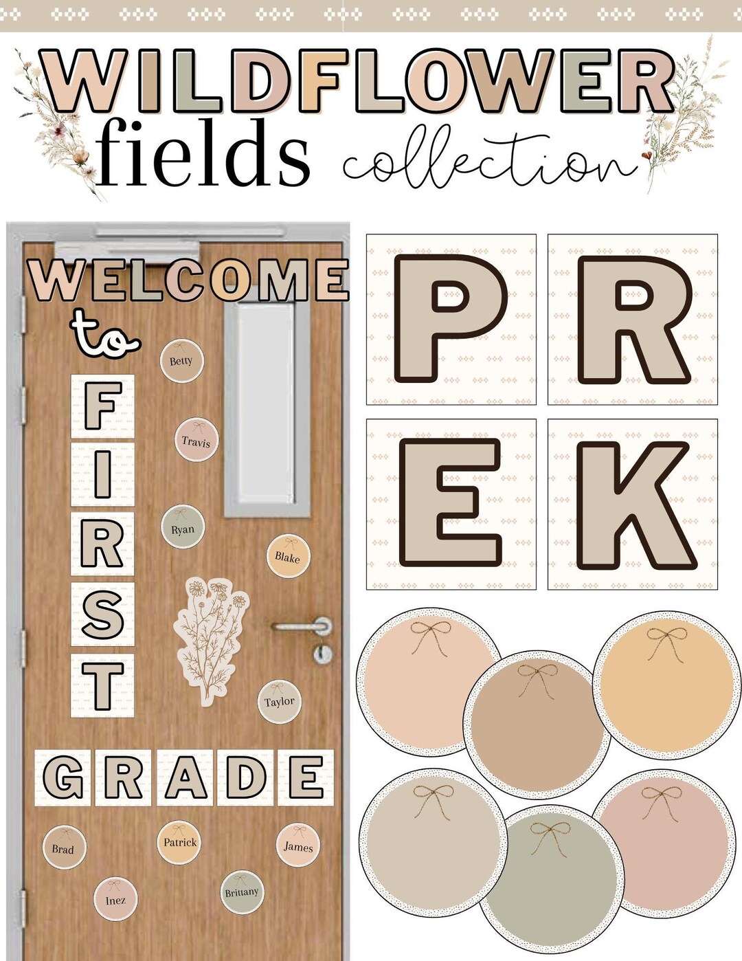 Wildflower Fields Classroom Door Display - Etsy