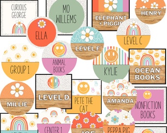 90s Retro Rainbow Editable Classroom Labels Classroom Decor - Etsy