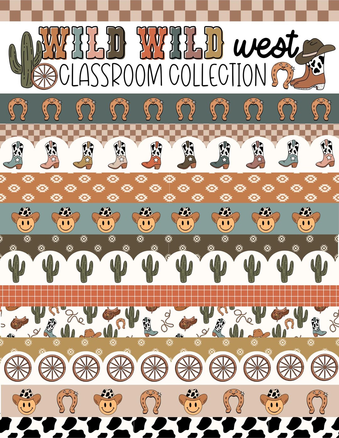 Wild Wild West Bulletin Board Borders Pack - Etsy