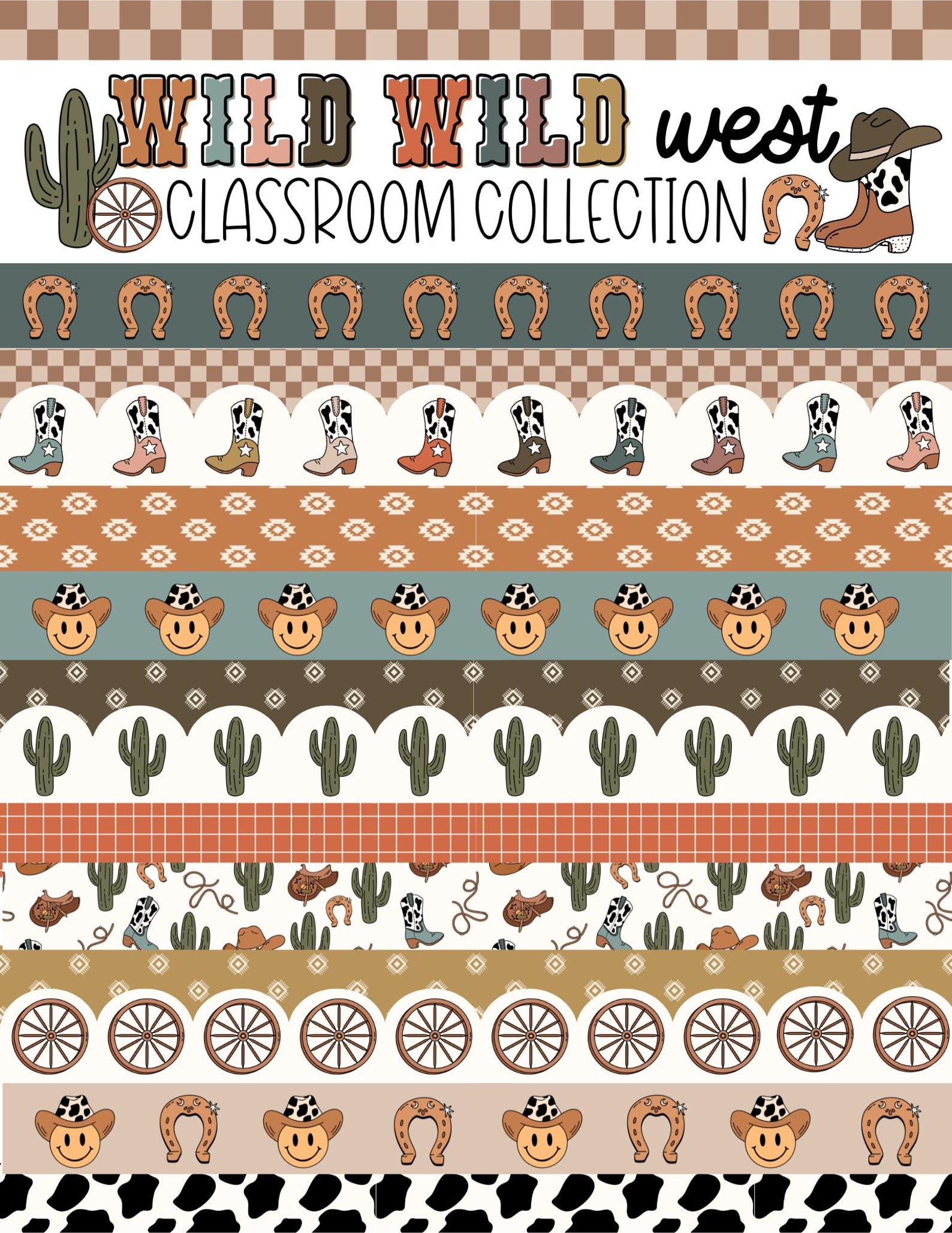 Wild Wild West Bulletin Board Borders Pack - Etsy