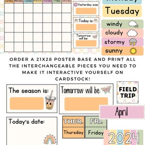 Groovy Pastel Classroom Calendar - Etsy