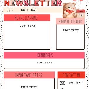 February/valentine's Day Newsletter Template [editable] - Etsy