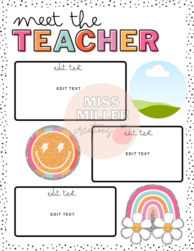 Groovy Glitter Meet the Teacher Template - Etsy