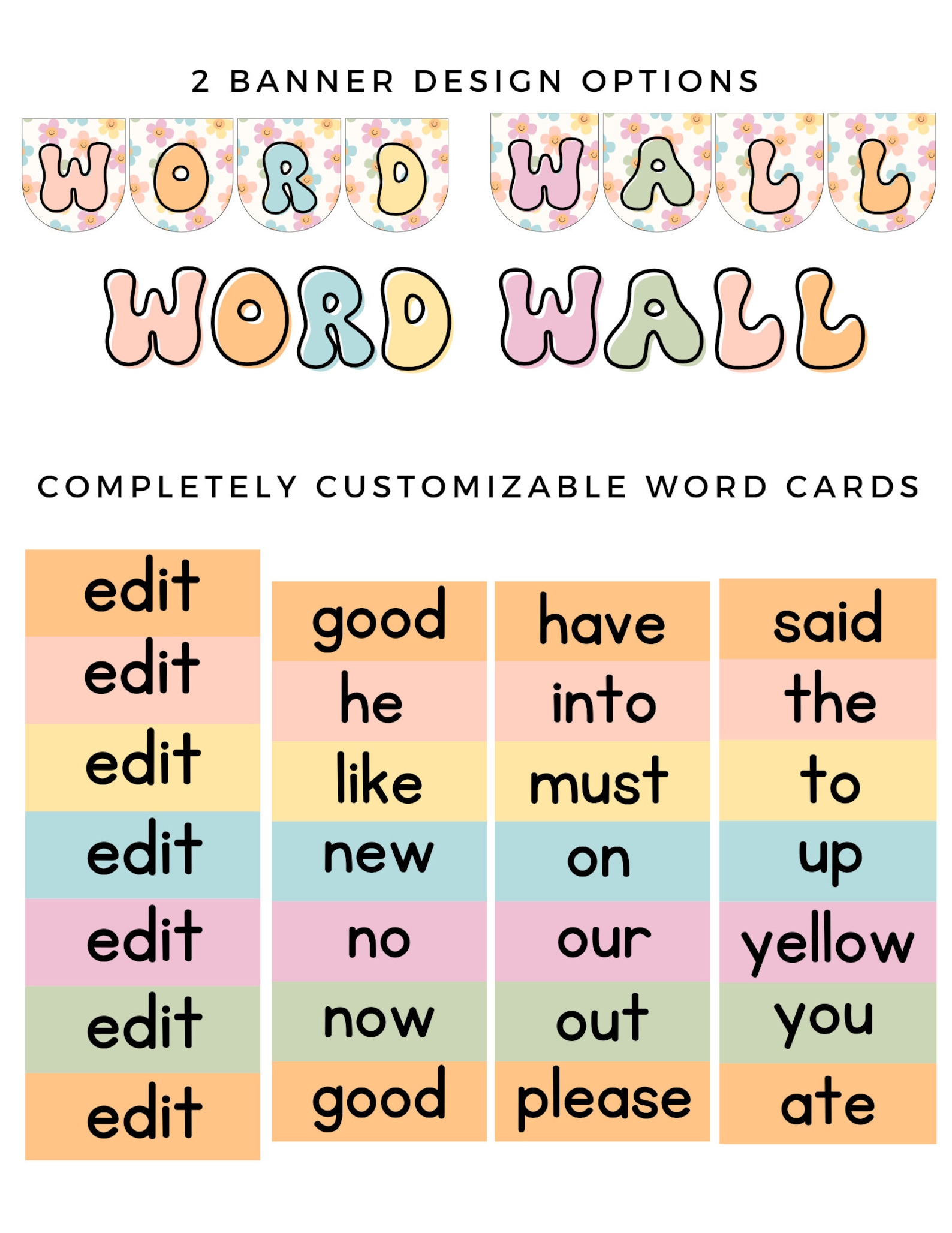 Groovy Pastel Word Wall [editable] - Etsy