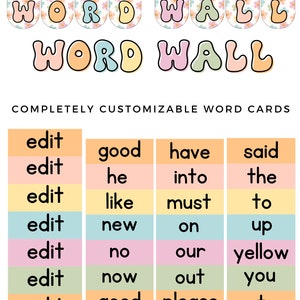 Groovy Pastel Word Wall [editable] - Etsy