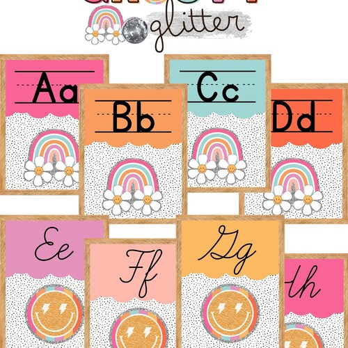 Alphabet Poster Printable Groovy Collection for Classroom or - Etsy