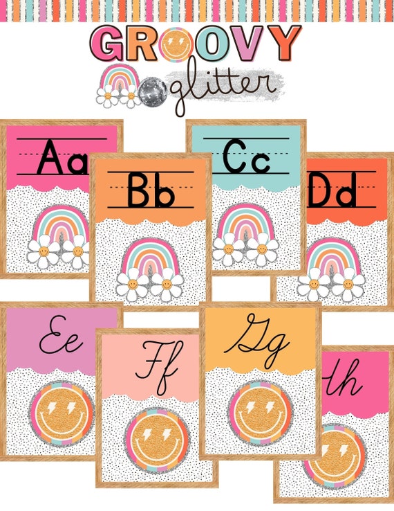 Groovy Glitter Classroom Alphabet - Etsy