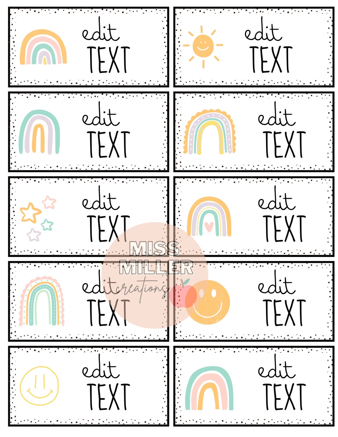 Pastel Boho Rainbow Teacher Toolbox Labels editable - Etsy