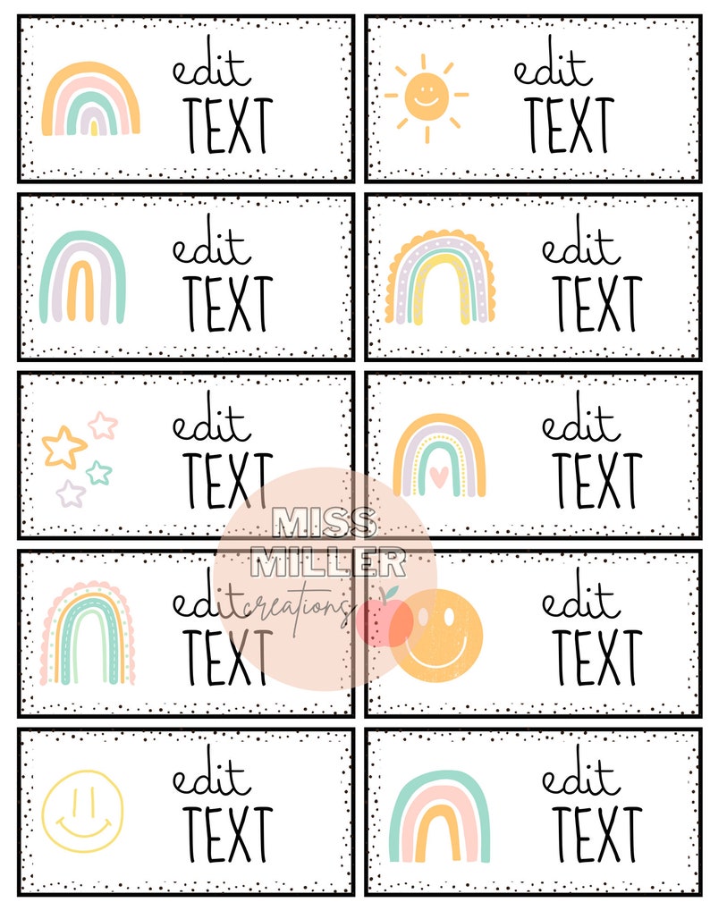 Pastel Boho Rainbow Teacher Toolbox Labels editable - Etsy