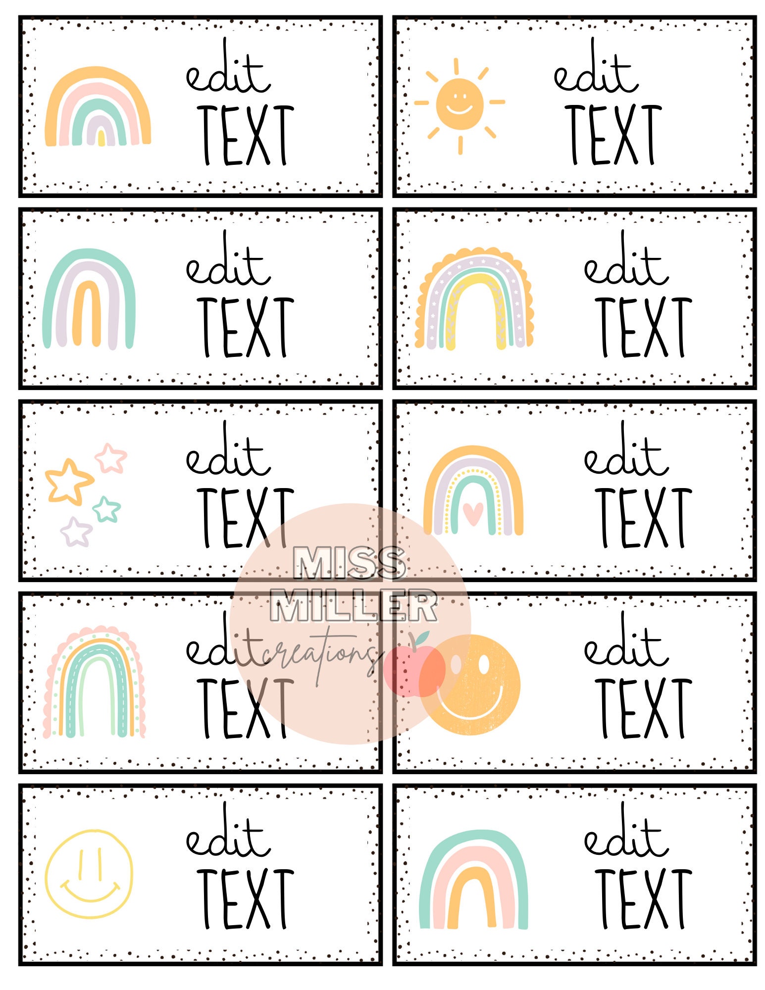 Pastel Boho Rainbow Teacher Toolbox Labels editable - Etsy