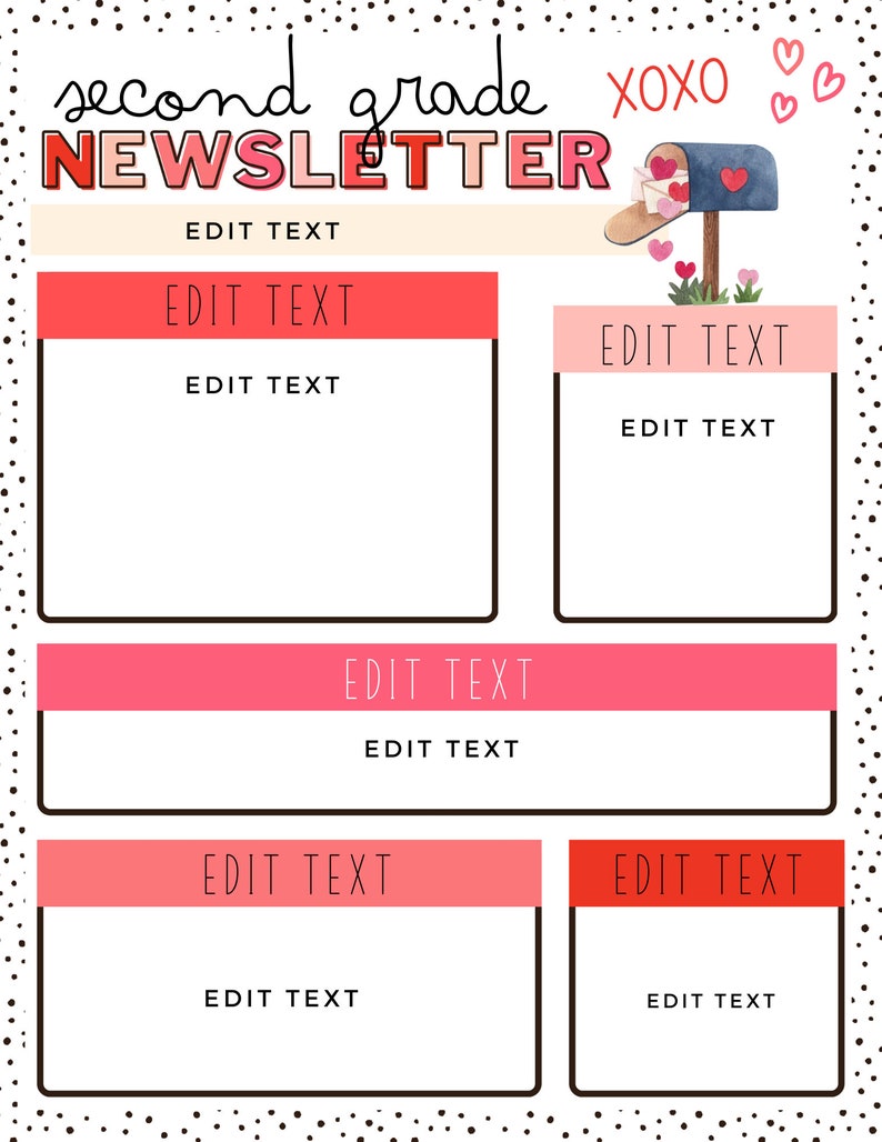 February/valentine's Day Newsletter Template [editable] - Etsy