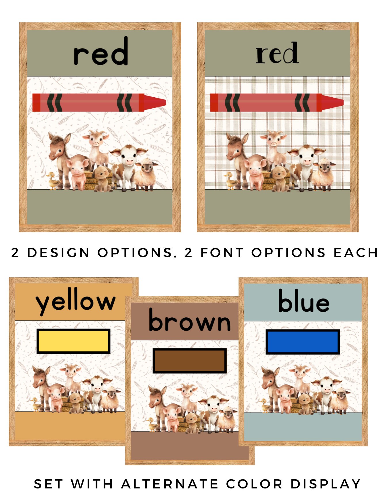 Farm Friends Classroom Color Posters - Etsy