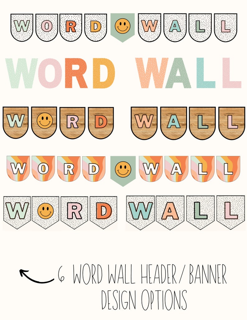 Groovy Boho Word Wall editable - Etsy